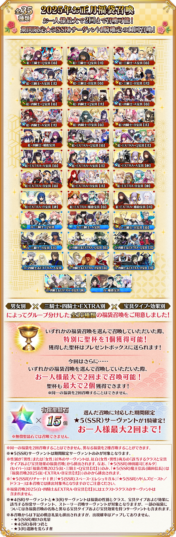2026年新年福袋召唤（男女区别×三骑士·四骑士·EXTRA区别×宝具类型·效果区别） - Mooncell - 玩家共同构筑的FGO中文Wiki